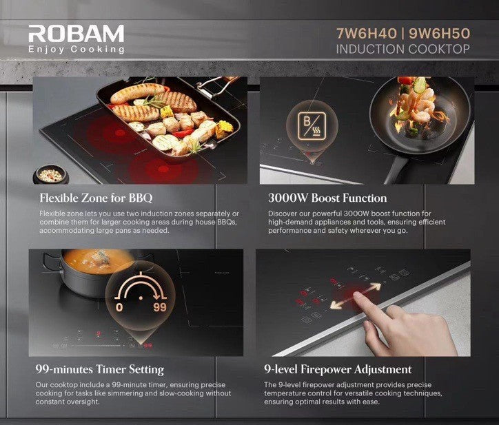 High Power Induction Hob | Full Flexi Induction Zone | Model: H50 | Pi – Robam UAE